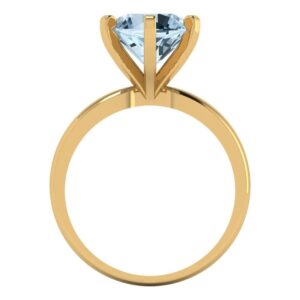 2.95ct Round Cut Solitaire Natural Swiss Blue Excellent VVS1 Classic Wedding Statement Bridal ring 18k Yellow Gold Size 6.5