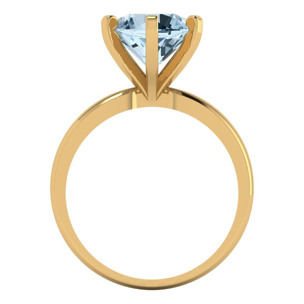 2.95ct Round Cut Solitaire Natural Swiss Blue Excellent VVS1 Classic Wedding Statement Bridal ring 18k Yellow Gold Size 6.5