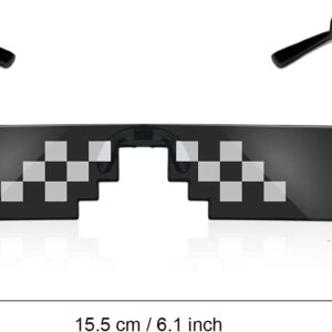 JDD 3 Pack Whole Thug Life 8 Bits Pixelated Meme Party Sunglasses Mosaic Gamer Photo Props Glasses for Men Women, Black, Large