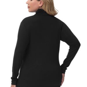 Hanna Nikole Plus Size Black Turtleneck for Women Fitted Ultra-Soft Pullover Slim Stretchy Mock Neck Shirt Tops 22W