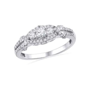 dazzlingrock collection 10kt white gold womens round diamond 3-stone bridal wedding engagement ring 1/2 ctw