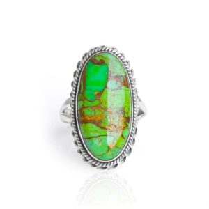 yotreasure green copper turquoise ring solid 925 sterling silver jewelry