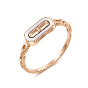 chow sang sang delicate gold 18k rose gold & mother of pearl ring for women and girls 92504r (our size 13/ us 6)