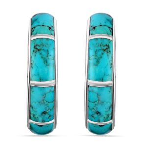 shop lc santa fe style 925 sterling silver turquoise j- hoop earrings engagement women boho western birthday gifts for women