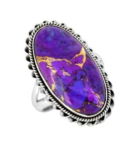 yotreasure purple copper turquoise solid 925 sterling silver ring