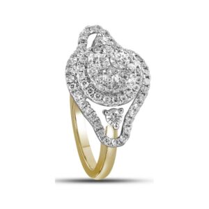 Dazzlingrock Collection 10kt Yellow Gold Womens Round Diamond Cluster Halo Bridal Wedding Engagement Ring 1-1/5 ctw