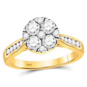 dazzlingrock collection 14kt yellow gold womens round diamond cluster bridal wedding engagement ring 1.00 ctw