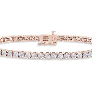 Wishrocks 1 Carat Round Cut Natural White Diamond Miracle Set Tennis Bracelet In 14k Rose Gold Over Sterling Silver (Clarity : I2-I3, Color : I-J, 1 Cttw) 8.5 Inch