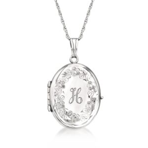 ross-simons single initial - sterling silver 4-photo oval locket necklace. 18 inches