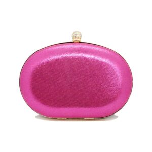 Pink Clutch Purses for Women Rhinestone Crystal Evening Bag Beaded Wedding Flower Handbag (773Fuchsia)