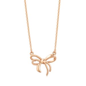 chow sang sang delicate gold 18k rose gold ribbon bowtie necklace for women 92803n | 18.5 inches, (47 cm)