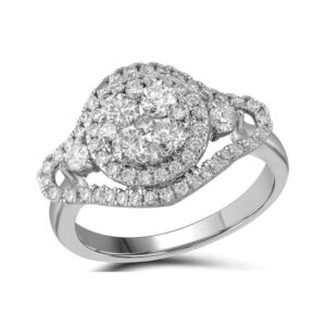 dazzlingrock collection 10kt white gold womens round diamond cluster halo bridal wedding engagement ring 1-1/5 ctw