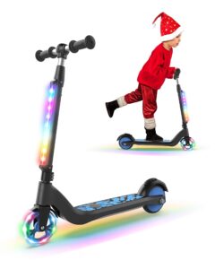 sisigad electric scooter for kids ages 6-12, led light-up deck, kids scooters with 3 adjustment levels handlebar to 36 inches high,5.3" wheel ul certificated kick scooter, christmas birthday gifts