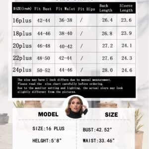 Hanna Nikole Plus Size Black Turtleneck for Women Fitted Ultra-Soft Pullover Slim Stretchy Mock Neck Shirt Tops 22W