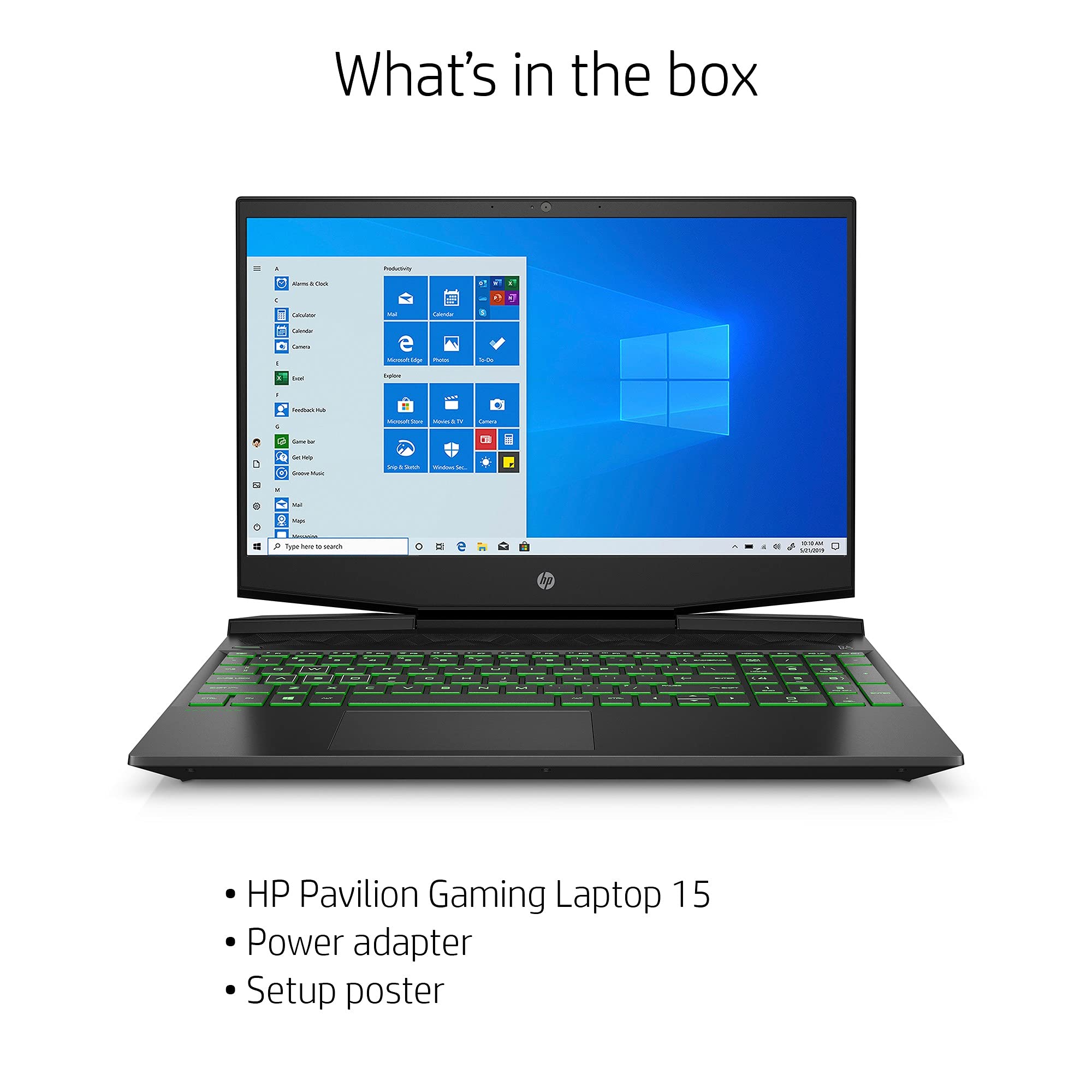 2021 Newest HP Pavilion Gaming 16-Inch Micro-EDGE Laptop, Intel Core i5-10300H Processor, NVIDIA GeForce GTX 1650 (4GB), 16 GB SDRAM, 512 GB SSD, Windows 10 Home (Shadow Black/Acid Green), w/Z&O Fiber