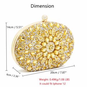 Pink Clutch Purses for Women Rhinestone Crystal Evening Bag Beaded Wedding Flower Handbag (773Fuchsia)