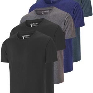 5 Pack Men's Dry Fit T Shirts, Athletic Running Gym Workout Short Sleeve Tee Shirts for Men (US, Alpha, X-Large, Regular, Regular, Set 1)