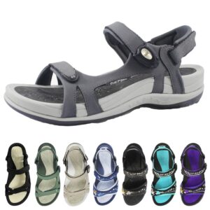 gold pigeon shoes signature women sandals, water sandal for women comfort cushion adjustable magnetic buckle: 9179 grey, size 8-8.5 (9179-grey-39)