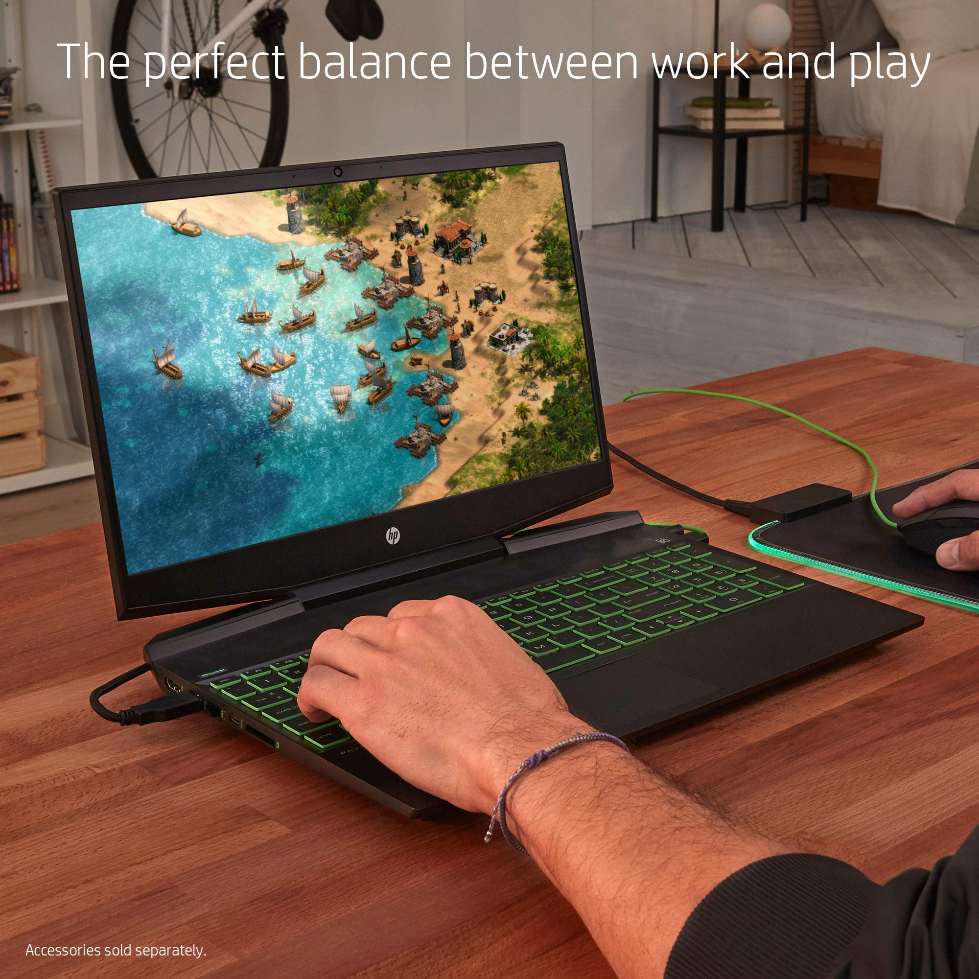 2021 Newest HP Pavilion Gaming 16-Inch Micro-EDGE Laptop, Intel Core i5-10300H Processor, NVIDIA GeForce GTX 1650 (4GB), 16 GB SDRAM, 512 GB SSD, Windows 10 Home (Shadow Black/Acid Green), w/Z&O Fiber