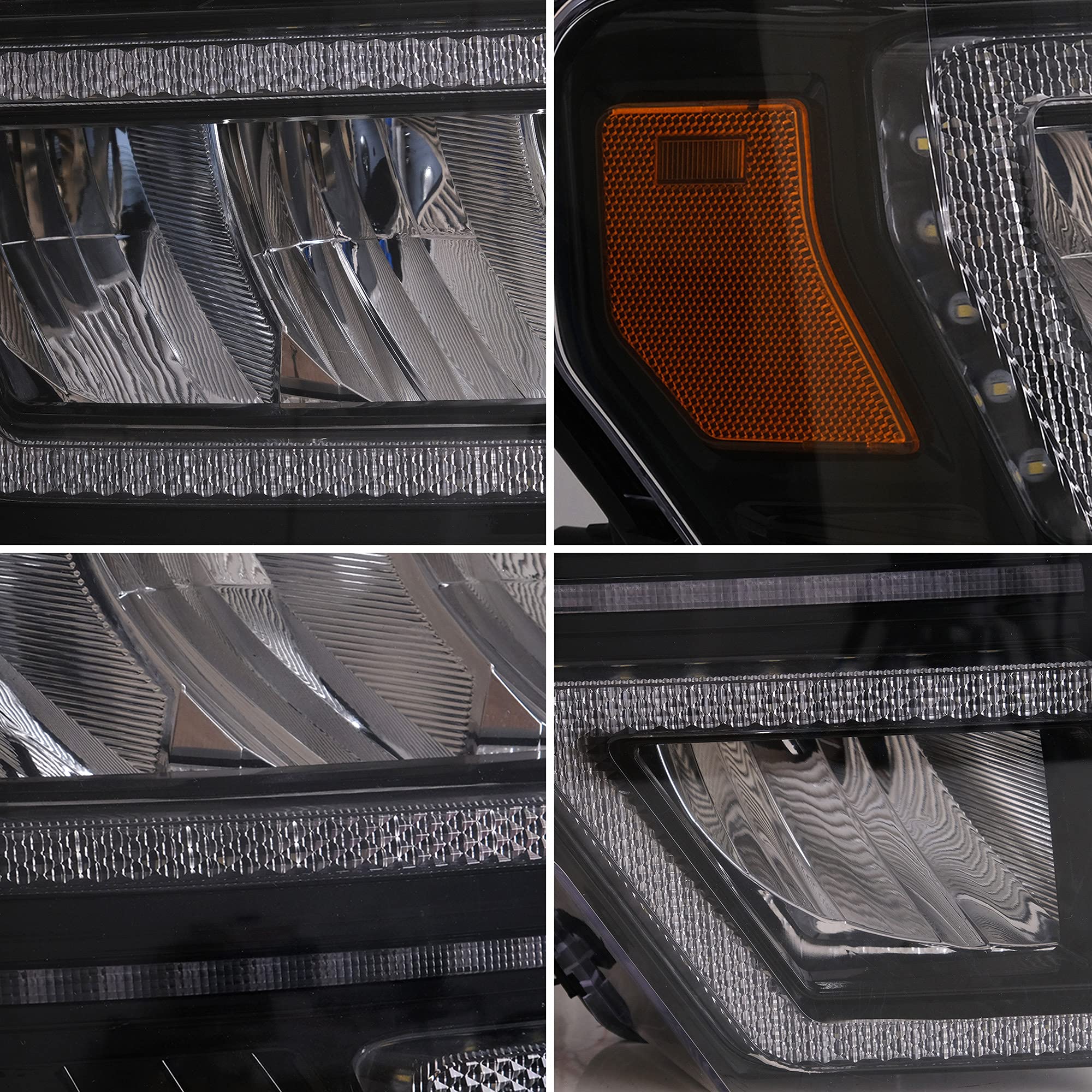 VLAND LED Reflective Bowl Headlights Compatible For [2009-2014 Ford F150 XL, STX, XLT, FX2, Lariat, FX4, King Ranch,SVT Raptor, Platinum] W/Dynamic DRL, Fit Factory Xenon & Halogen Version