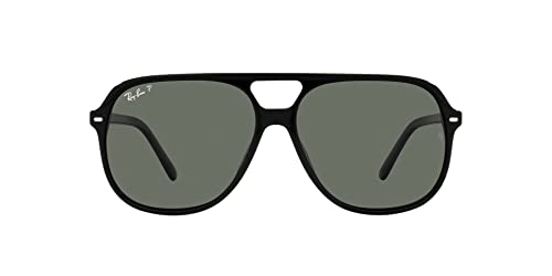 Ray-Ban RB2198 Bill Square Sunglasses, Black/Polarized Green, 60 mm