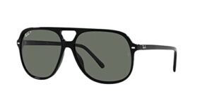 ray-ban rb2198 bill square sunglasses, black/polarized green, 60 mm