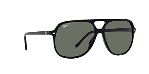 Ray-Ban RB2198 Bill Square Sunglasses, Black/Polarized Green, 60 mm