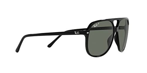 Ray-Ban RB2198 Bill Square Sunglasses, Black/Polarized Green, 60 mm