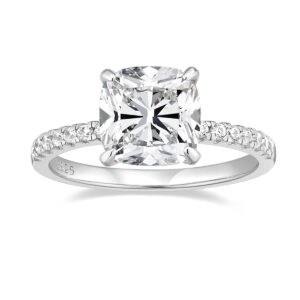 eamti 3.5ct 925 sterling silver engagement rings cushion cut cubic zirconia cz wedding promise rings for her stunning wedding bands for women size 6