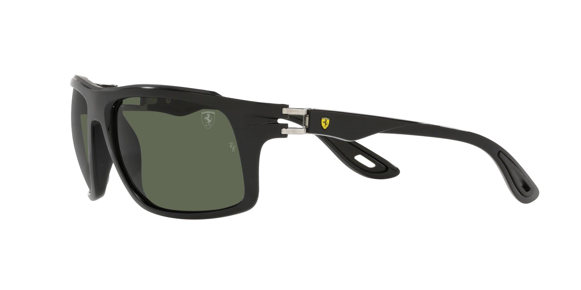 Ray-Ban RB4364M Scuderia Ferrari Collection Aviator Sunglasses, Black/Dark Green, 61 mm