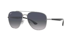 ray-ban rb3683 square sunglasses, gunmetal/blue gradient polarized, 56 mm