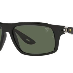 Ray-Ban RB4364M Scuderia Ferrari Collection Aviator Sunglasses, Black/Dark Green, 61 mm