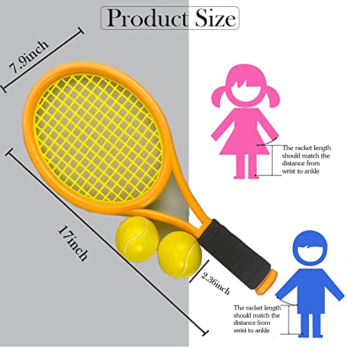 AIDIER Tennis Racket Set for Children,1Pair Plastic Racquet with Bag and 2 Tennis Ball for Children Tennis Racquets Gift Set Outdoor Indoor Sports Tennis Game for Toddler Children Over 2 Year