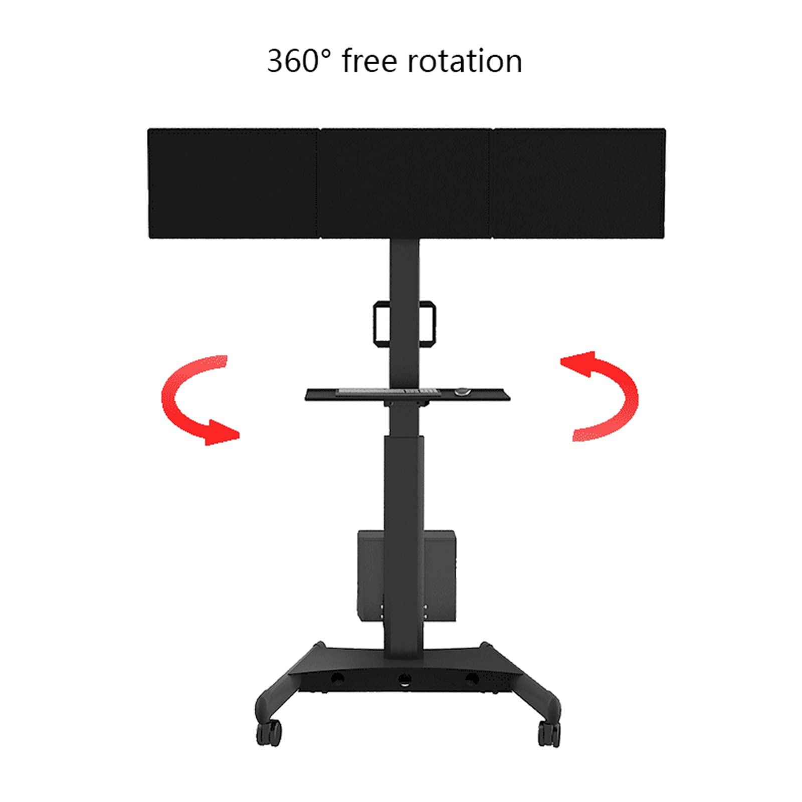 Monitor Arms & Monitor Stands Triple Monitor Mobile Cart Floor-standing Monitor Stand with Keyboard and Host Bracket Adjustable Monitor Stand Mount, Each Arm Holds Up to 22 Lbs Adjustable Arms Monitor