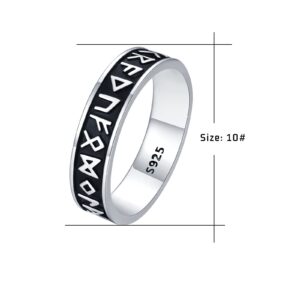 JUSTKIDSTOY Viking Ring 925 Sterling Silver Amulet Runes Ring Nordic Thumb Ring Jewelry Gifts for Women Men