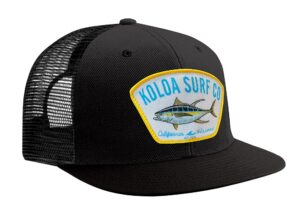 koloa surf company yellowfin tuna patch logo mesh snapback hats-black