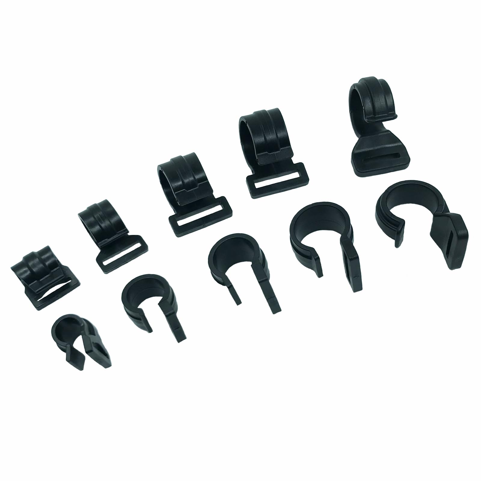 20PCS Plastic C Clamp for Camping Awning Tent Poles of 11mm/17mm/20mm/25mm Black Clip to Fix Tent Cover Screen for Width of Webbing Strap Less than 19mm/21mm/25mm