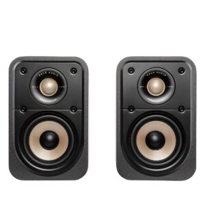 polk signature elite es10 surround loudspeaker - hi-res audio certified, dolby atmos & dts:x compatible, 1" tweeter & 4" woofer, power port technology for effortless bass (pair, stunning black)