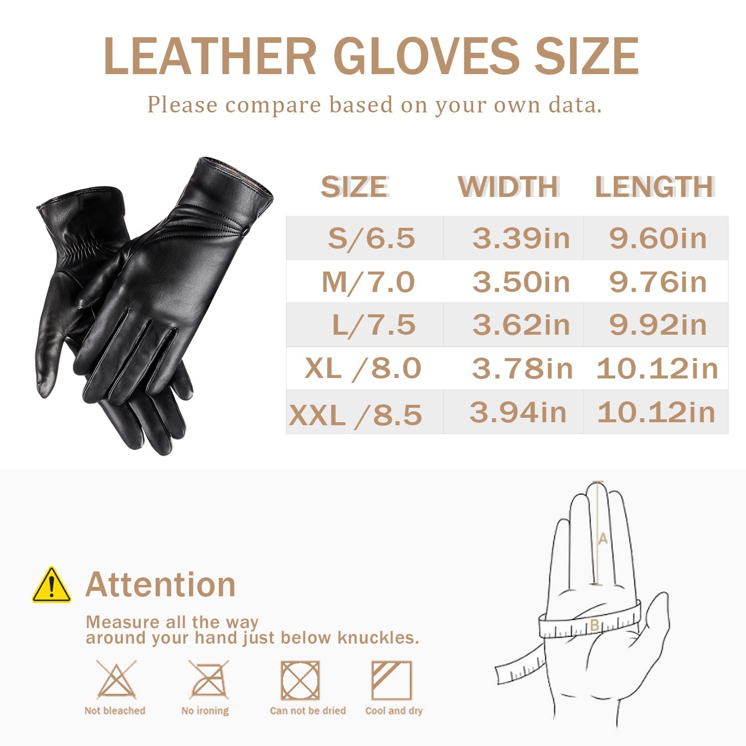 ISHISBEB Winter Leather Gloves for Women, Warm Touchscreen Driving Texting Cashmere Lined Gloves