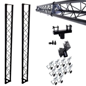 dj triangle truss extension lighting system by griffin | mounts on your speaker stands | trussing stage kit for smoke machines & dance can lights | c clamps mounting brackets & platform hardware set