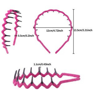 Duufin 12 Pieces Zigzag Headbands with Teeth Headbands Plastic Sharks Tooth Headband Wave Teeth Comb Headbands Non-slip Colorful Zig Zag Headbands for Girls and Women