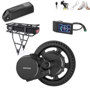 bafang 48v 500w mid drive kit : bbs02 motor with 500c display & 44t chainring, 8fun electric bike mid mount diy ebike conversion kit for bb68mm, fit mountain road commuter bicycle (no battery)