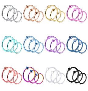 yovoro 36pcs 20g stainless steel nose ring for women men tragus cartilage daith lip ring helix piercing jewelry b