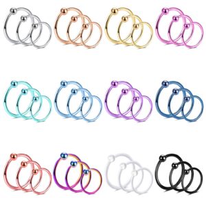 YOVORO 36Pcs 20G Stainless Steel Nose Ring for Women Men Tragus Cartilage Daith Lip Ring Helix Piercing Jewelry B