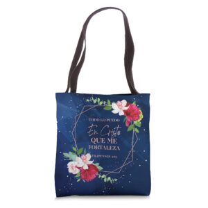 regalos cristianos español christian spanish texto biblico tote bag