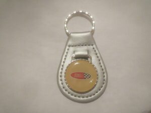 1969 - 1973 & 2003 2004 mach 1 oval logo leather keychain - silver