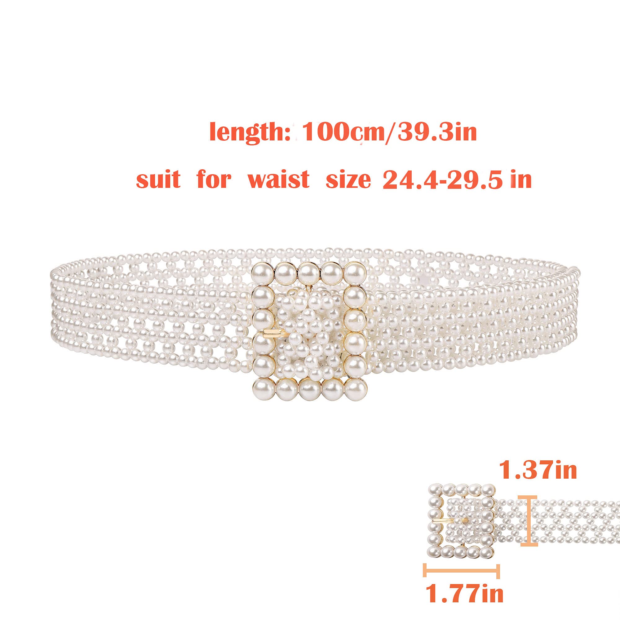 CHIC DIARY Women Bridal Pearl Belt White Beaded Elastic Crystal Rhinestone Waist Belt for Wedding Dress Belt (style 3)