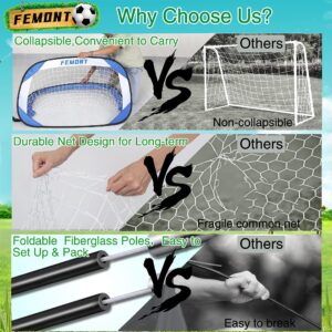 Femont Soccer Goals Set for Backyard, 4x2.5FT Portable Pop Up Soccer Nets with Carrying Bag for Indoor Outdoor Games Practice Training Great for Kids and Adults