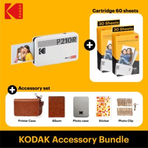 KODAK Mini 2 Retro 4PASS Portable Photo Printer (2.1x3.4 inches) Initial 8 Sheets + 60 Sheets + Gift Bundle, White