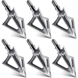 yixinhong 6-pack stainless steel fixed blade broadheads 100 grain 1-1/8" cut premium solid arrow tip for archery hunting for crossbow and compound bow